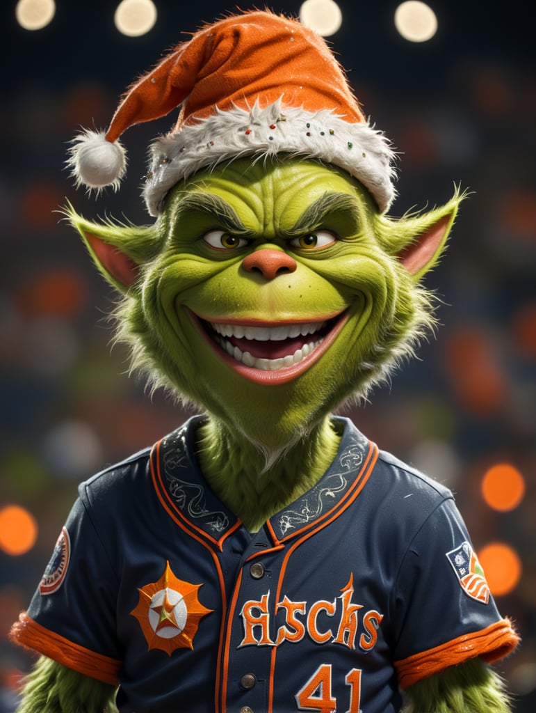 Premium Free ai Images | happy grinch in houston astros uniform baseball