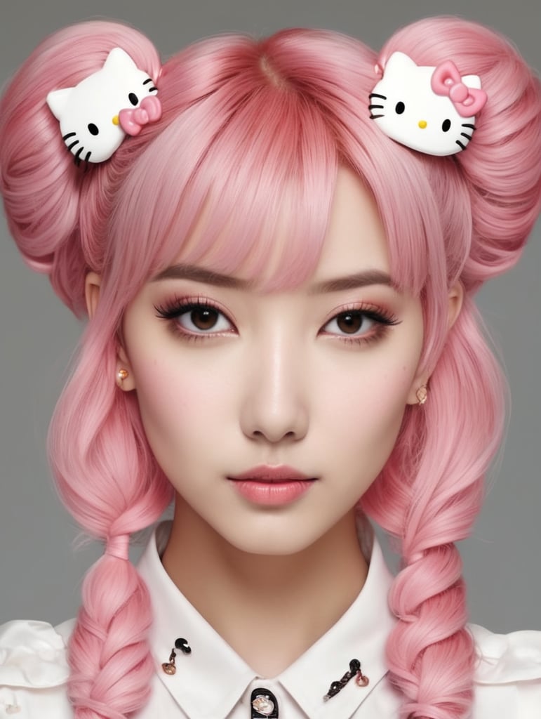 Premium Free ai Images | hello kitty pink hair