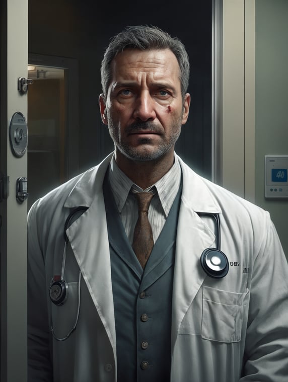 Premium Free ai Images | very tired year old home doctor with an aged ...
