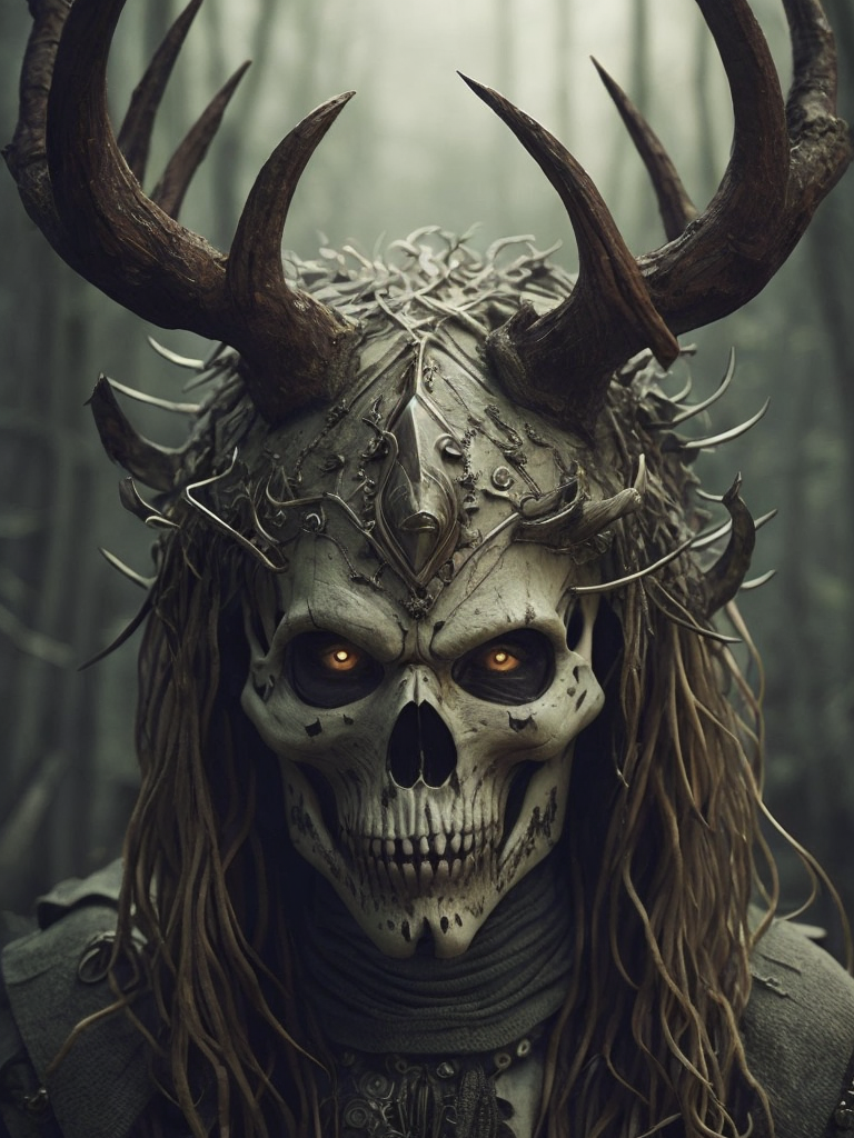 Premium Free ai Images | portrait of celtic pagan druid wearing stag ...