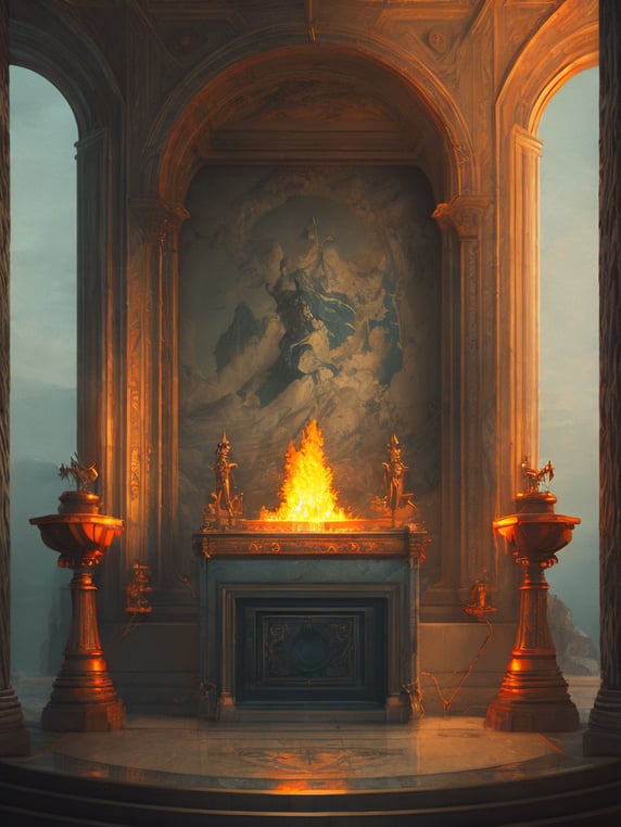 Premium Free ai Images | an altar of marble and fire in the greek style ...