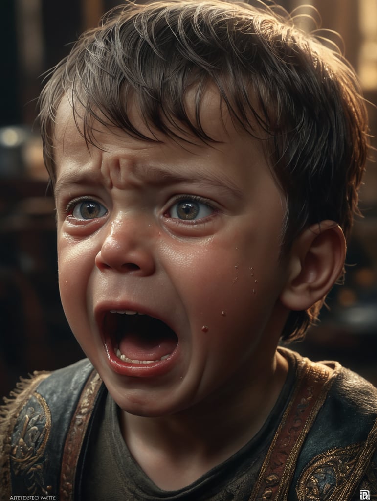 Premium Free ai Images | small boy crying