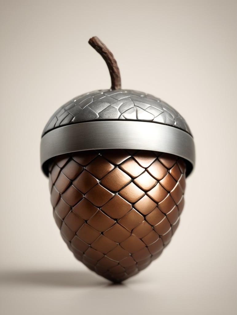 Premium Free ai Images | acorn made of metal
