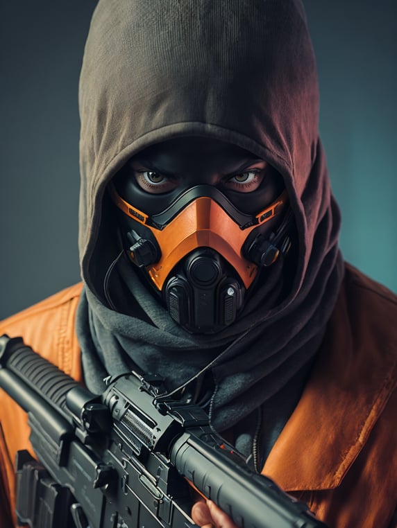 Premium Free ai Images | terrorist man with mask from counter strike ...