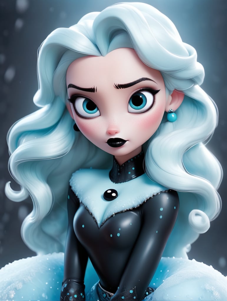 Premium Free ai Images | elsa from frozen with black eyes and black ...