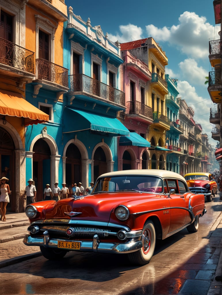 Premium Free ai Images | retro cuban street scene