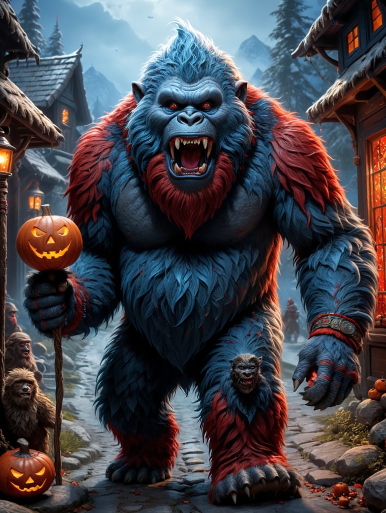 Premium Free ai Images | playful yeti out trick or treating fun loving ...