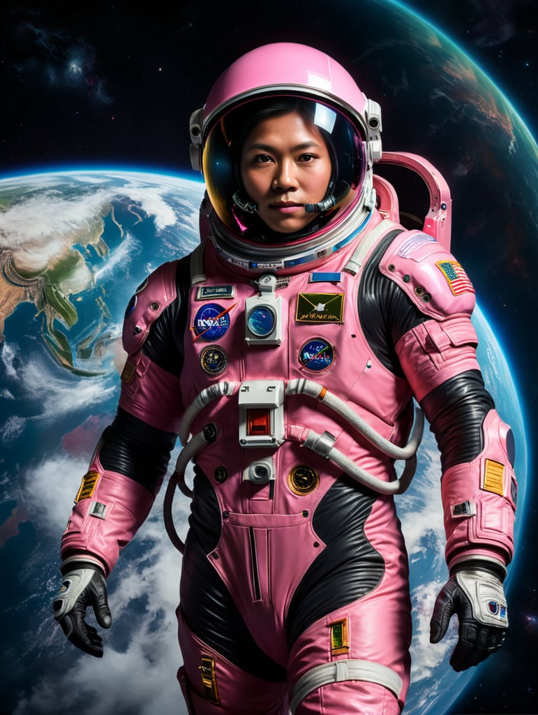 Premium Free ai Images | filipino person going to space wearing pink ...