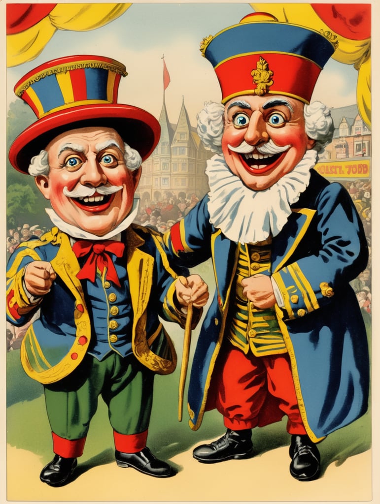 Premium Free ai Images | illustration of punch and judy puppets in the ...