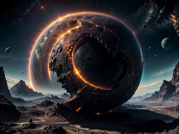 Premium Free ai Images | an advanced alien planet in space along its ...