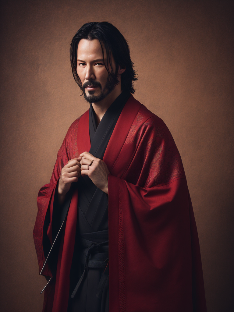 Premium Free ai Images | portrait of keanu reeves as samurai in red ...