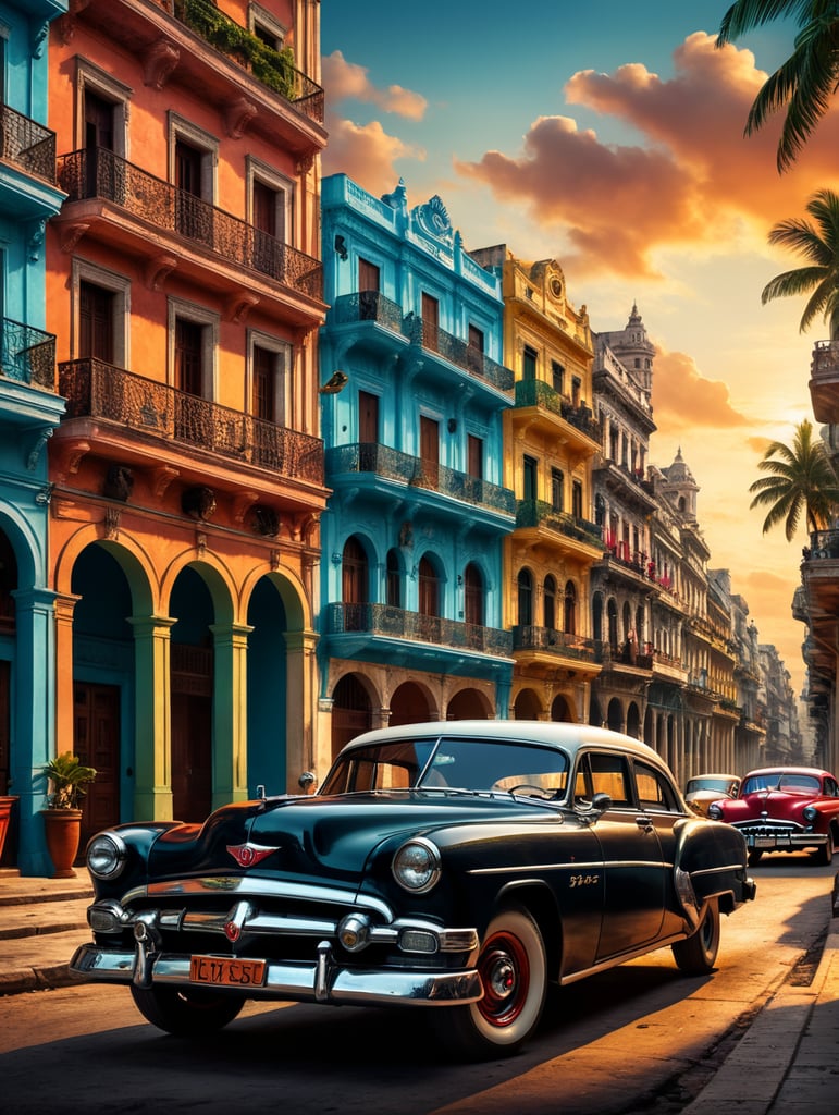 Premium Free ai Images | retro cuban travel poster