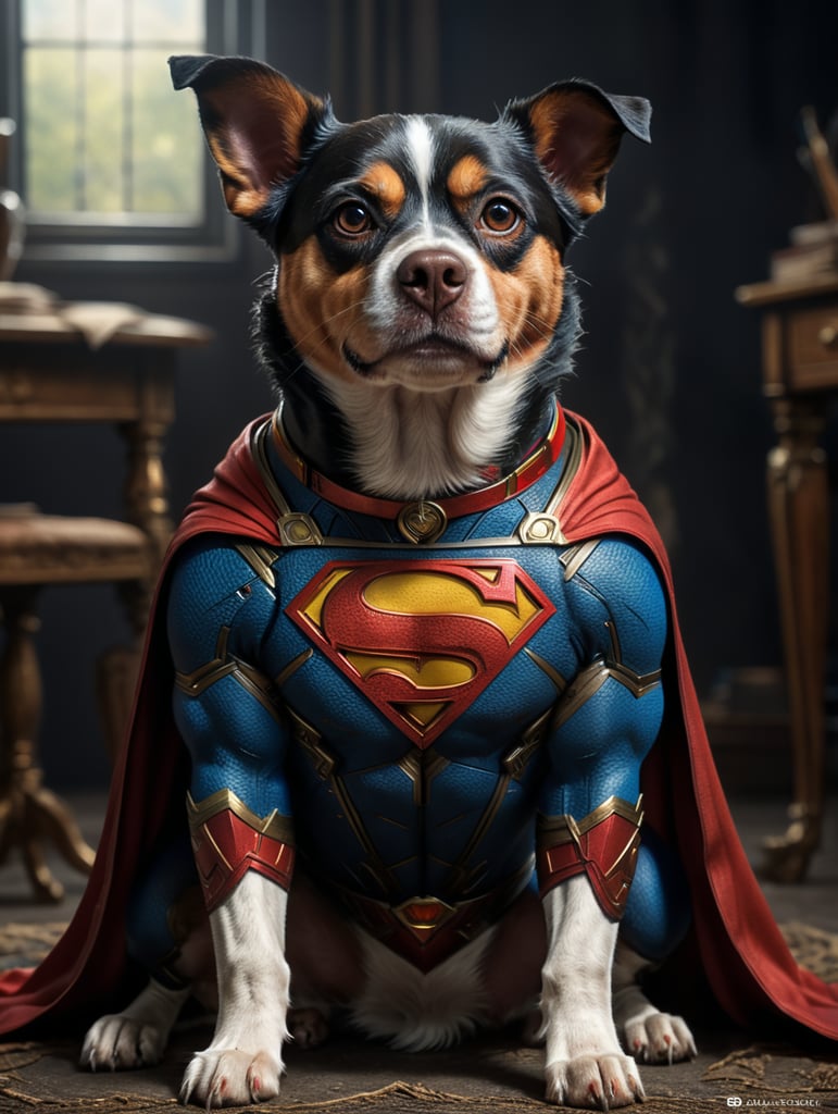 Premium Free ai Images | small breed dog as superman