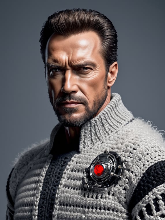 Premium Free ai Images | terminator wearing very hirsute crocheted ...
