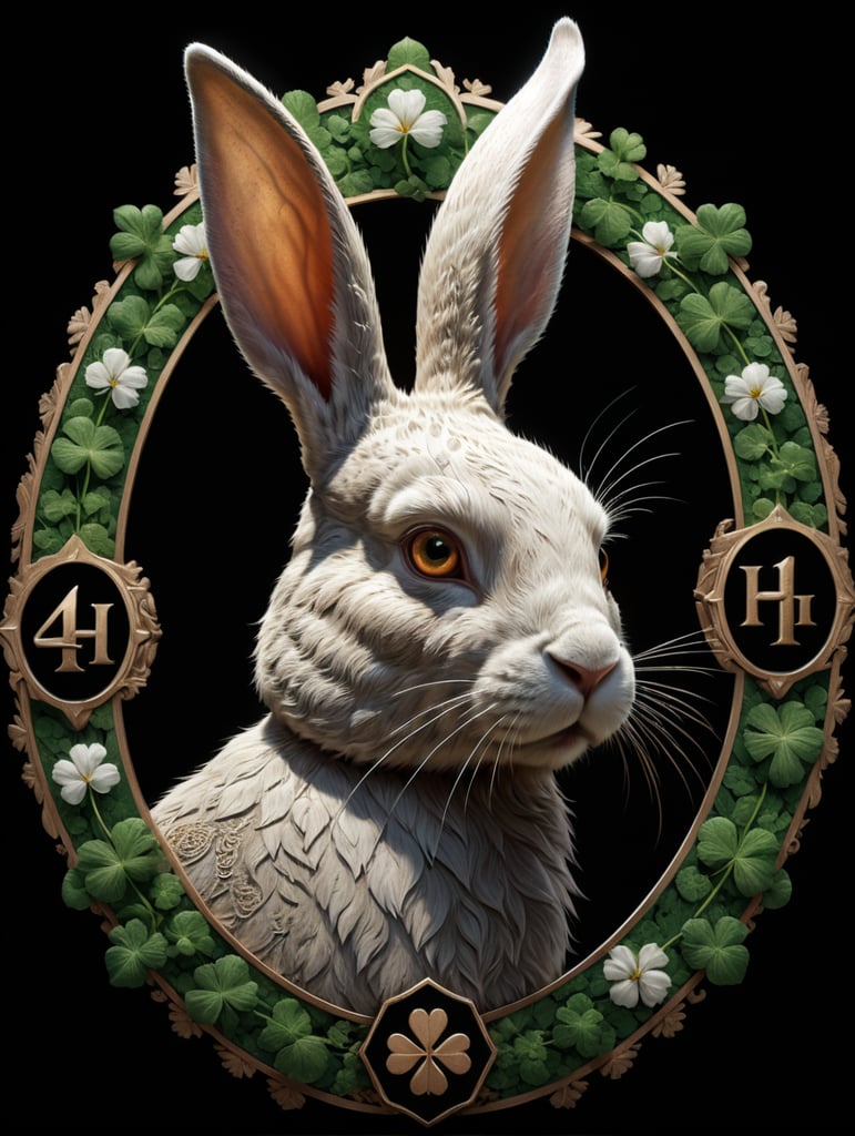 Premium Free ai Images | rabbit silhouette in front of clover logo