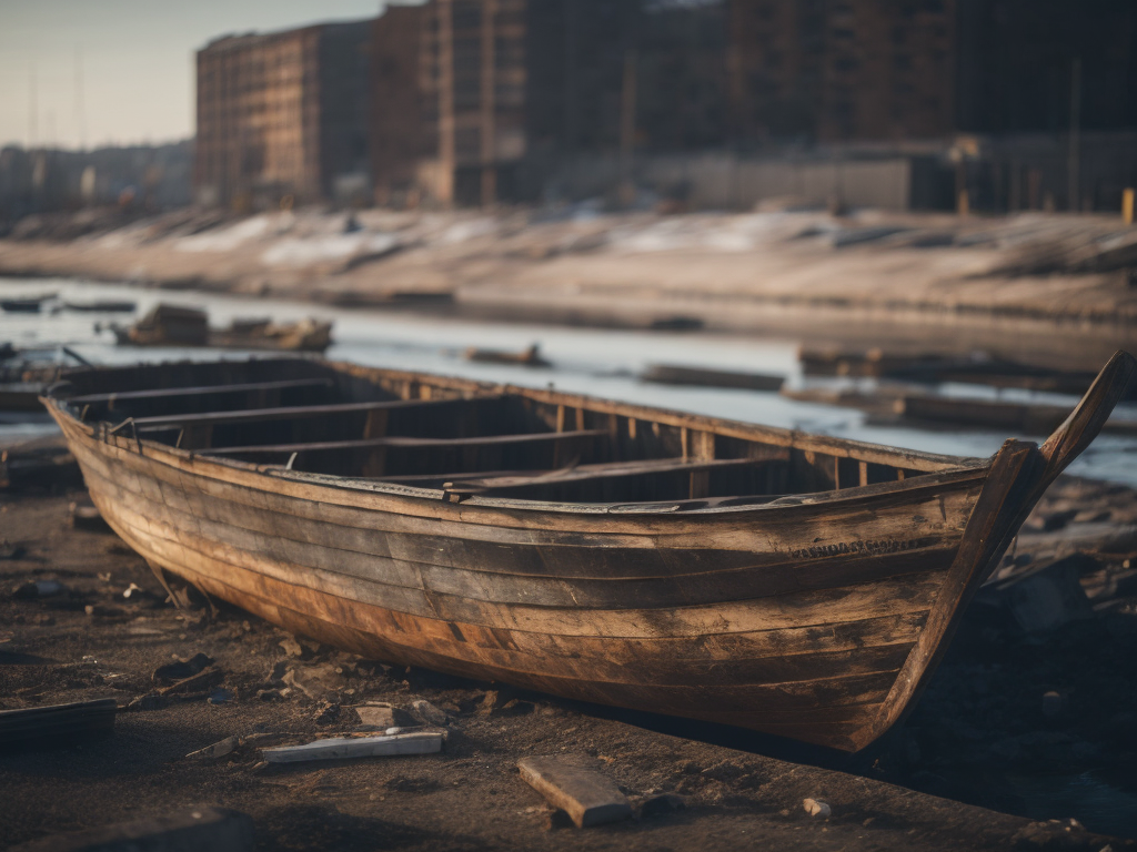 Lumenor AI Image Generation - abandoned broken wooden boat in ...