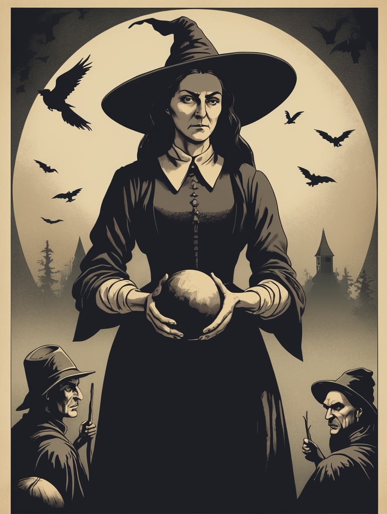 Premium Free ai Images | propoganda poster about witch trials
