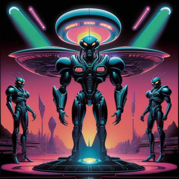 Premium Free ai Images | ufo heavy metal art alien de hierro ...