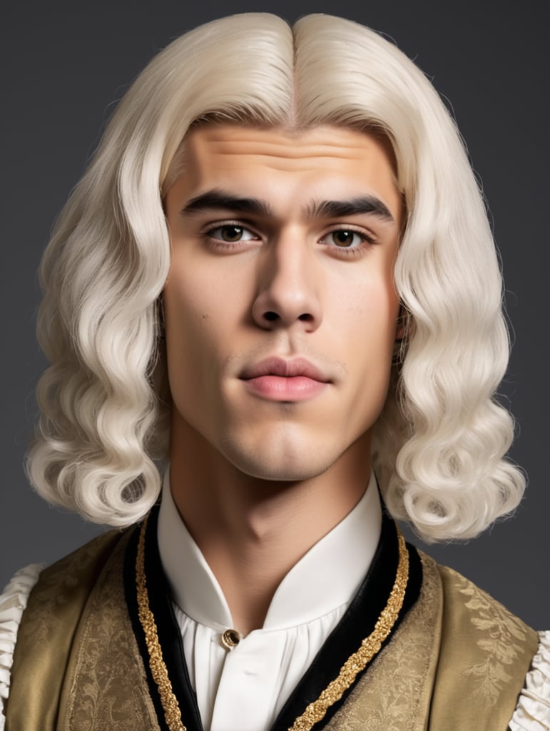Premium Free ai Images | justin bieber wearing th century wig like ...