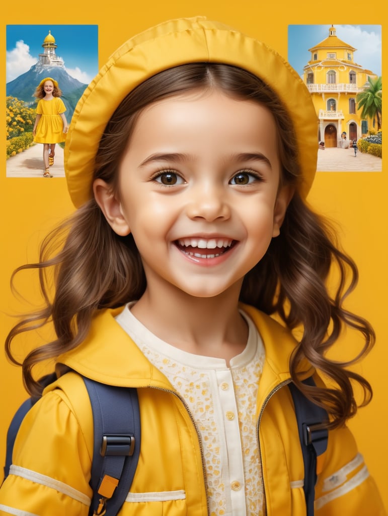 Premium Free ai Images | photo happy little girl going to travel cute ...