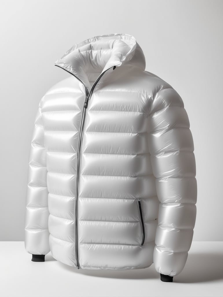 Premium Free ai Images | inflatable white minimalist mans puffer jacket ...