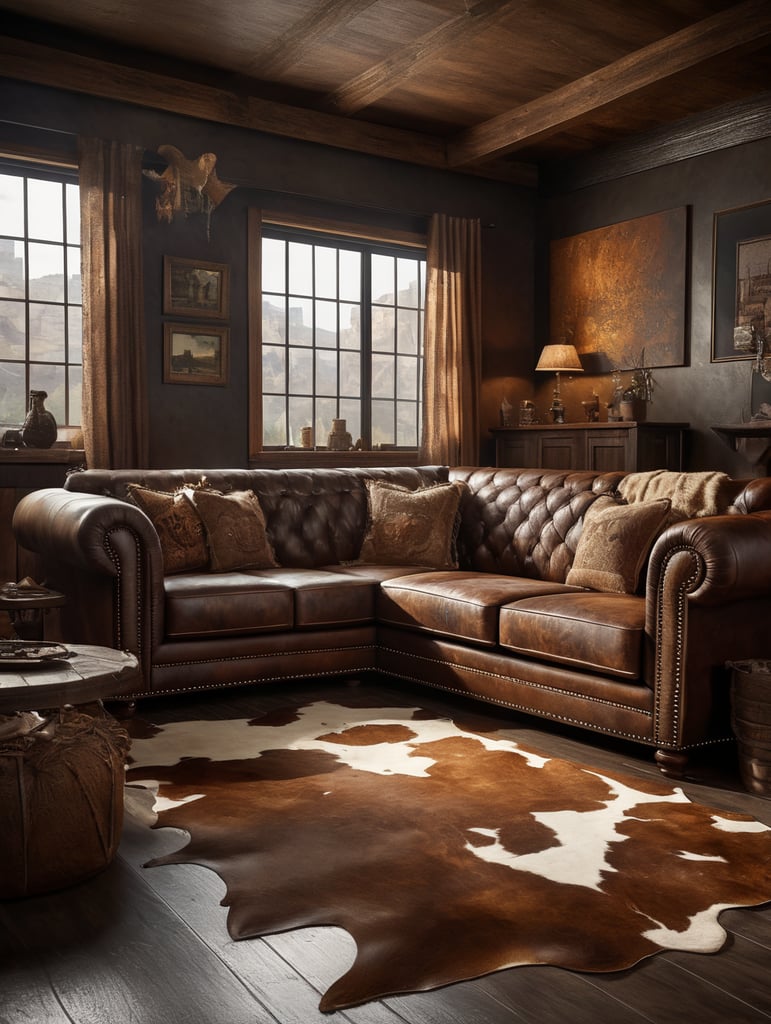 Cowhide Leather Sectional Sofa | Baci Living Room