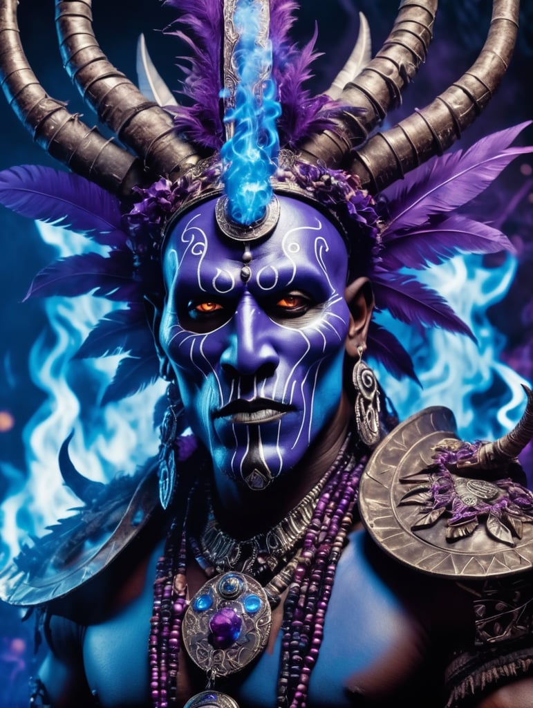 Premium Free ai Images | witch doctor wearing voodoo mask surrounded by ...
