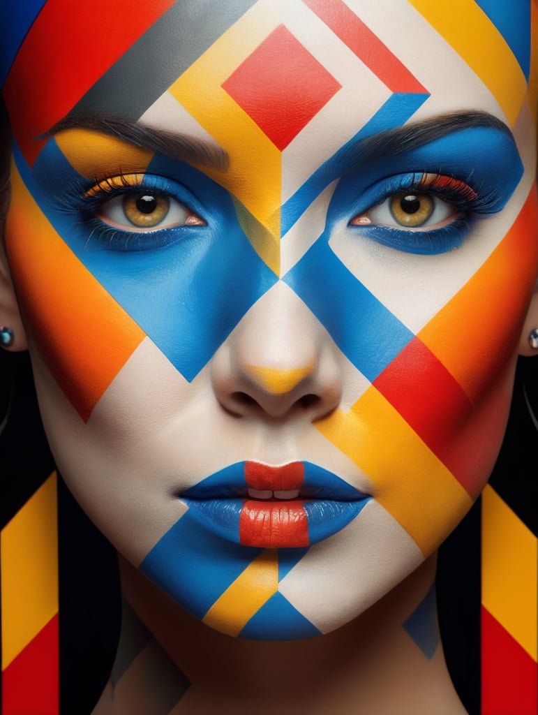 Premium Free ai Images | close up portrait of female face painted in ...