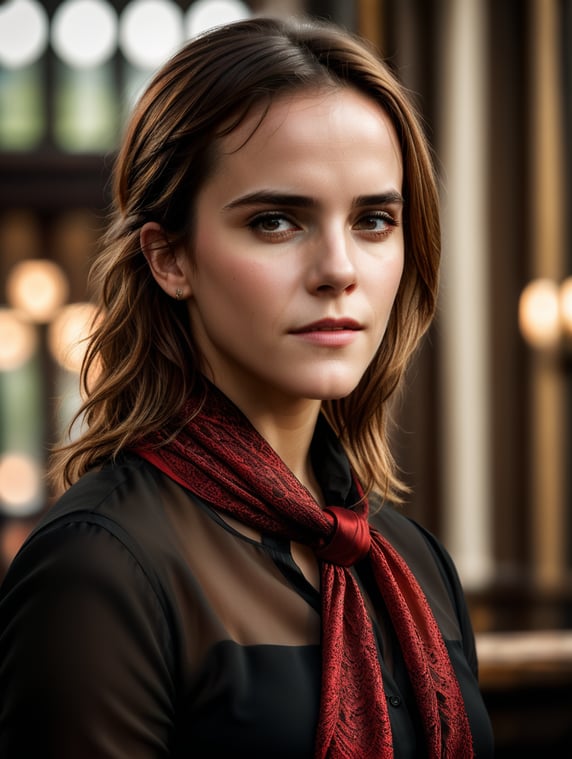 Premium Free ai Images | portrait of emma watson wearing black blouse ...