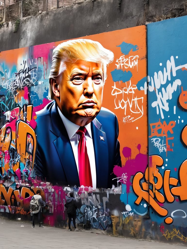Premium Free ai Images | graffiti wall with donald trump
