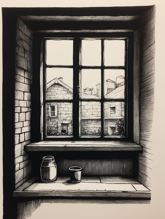 Premium Free ai Images | ink pen sketch low light low detail of small ...