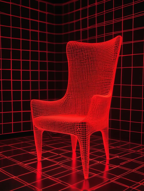 Premium Free ai Images | three dimensional model of chair made of neon ...