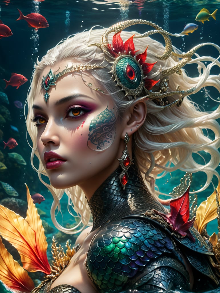 Premium Free ai Images | underwater ink art of curvy pregnant dark elf ...