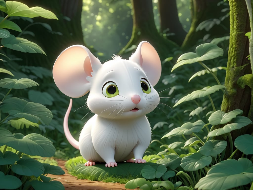 Premium Free ai Images | cute white mouse backwards looking to the deep ...