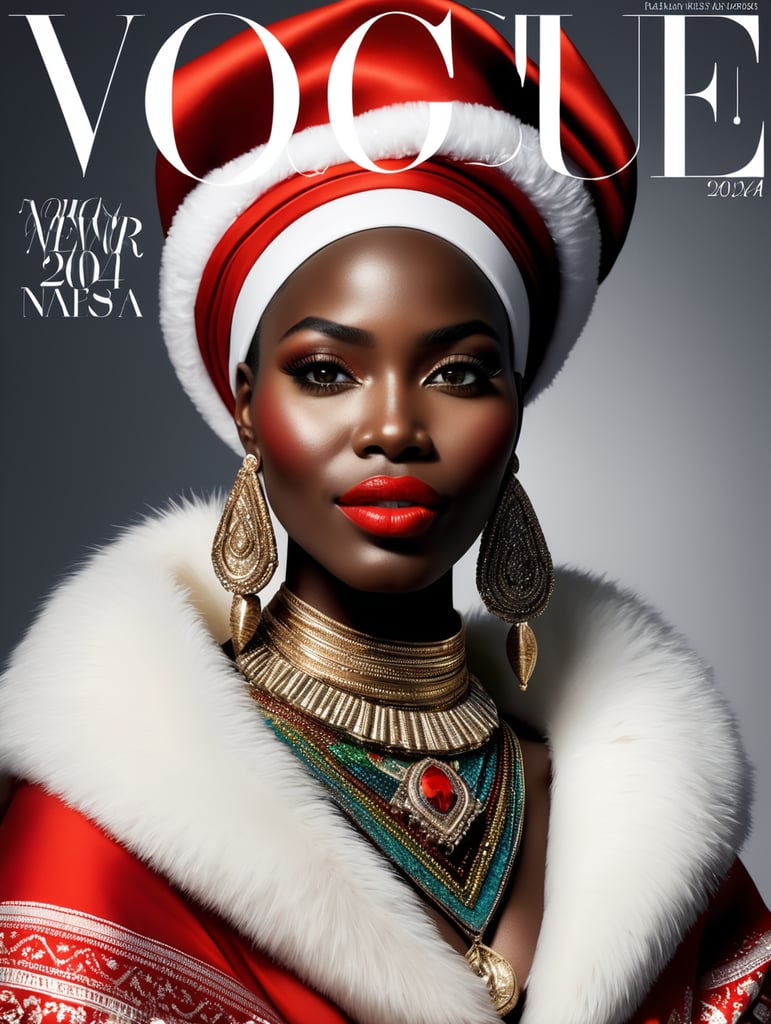 Premium Free ai Images | happy new year african santa on the cover of vogue