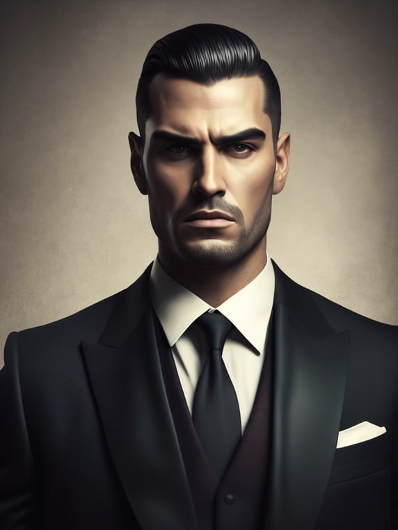 Premium Free ai Images | portrait of mafia boss in formal suit thick ...