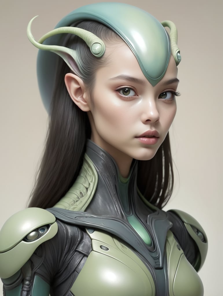 Premium Free ai Images | half girl half alien real art