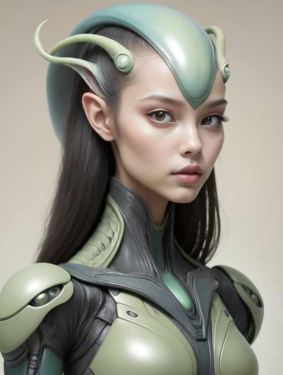 Premium Free ai Images | half girl half alien real art