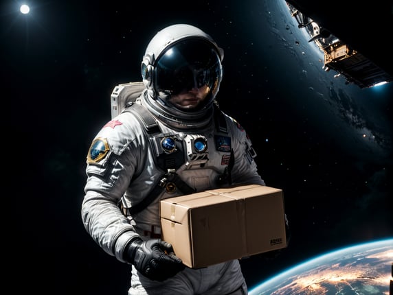 Premium Free ai Images | an astronaut holding box in the space and ...