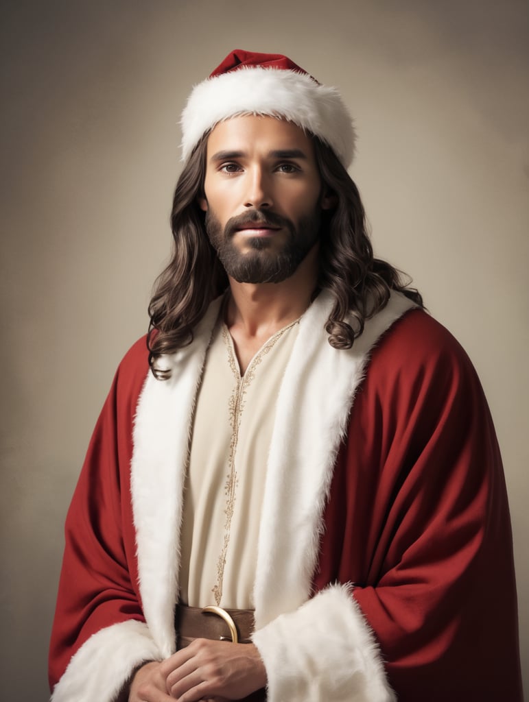Premium Free ai Images | jesus dressed as santa