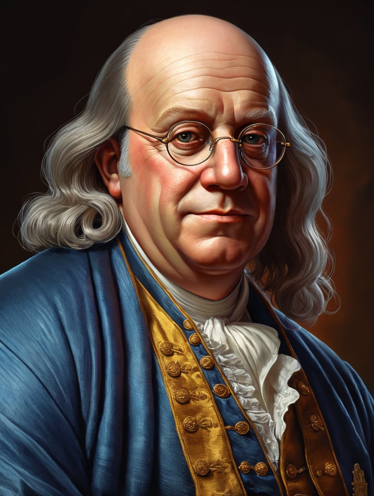 Premium Free ai Images | half body portrait of benjamin franklin bright ...