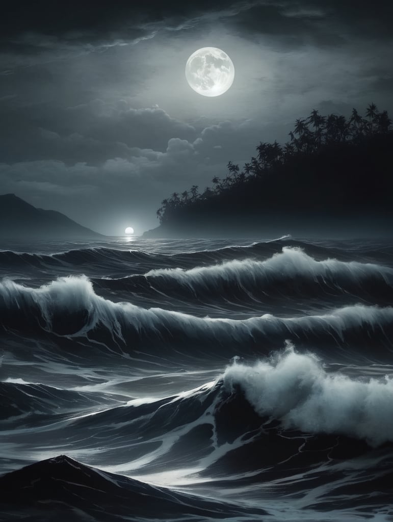Premium Free ai Images | black seas at night tsunami
