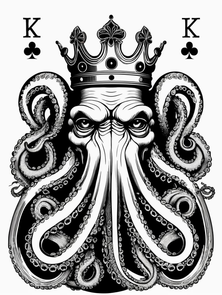 Premium Free ai Images | king octopus of clubs playing card face card ...