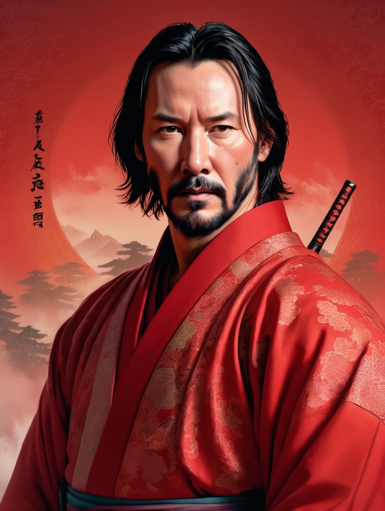 Premium Free ai Images | portrait of keanu reeves as samurai in red ...