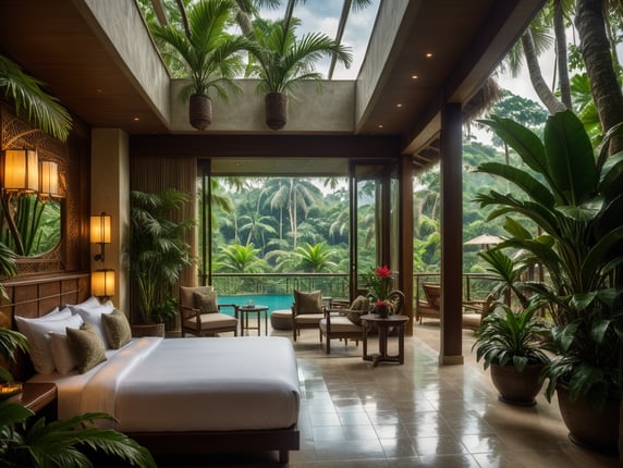 Premium Free ai Images | luxury hotel tropical style with views to the ...