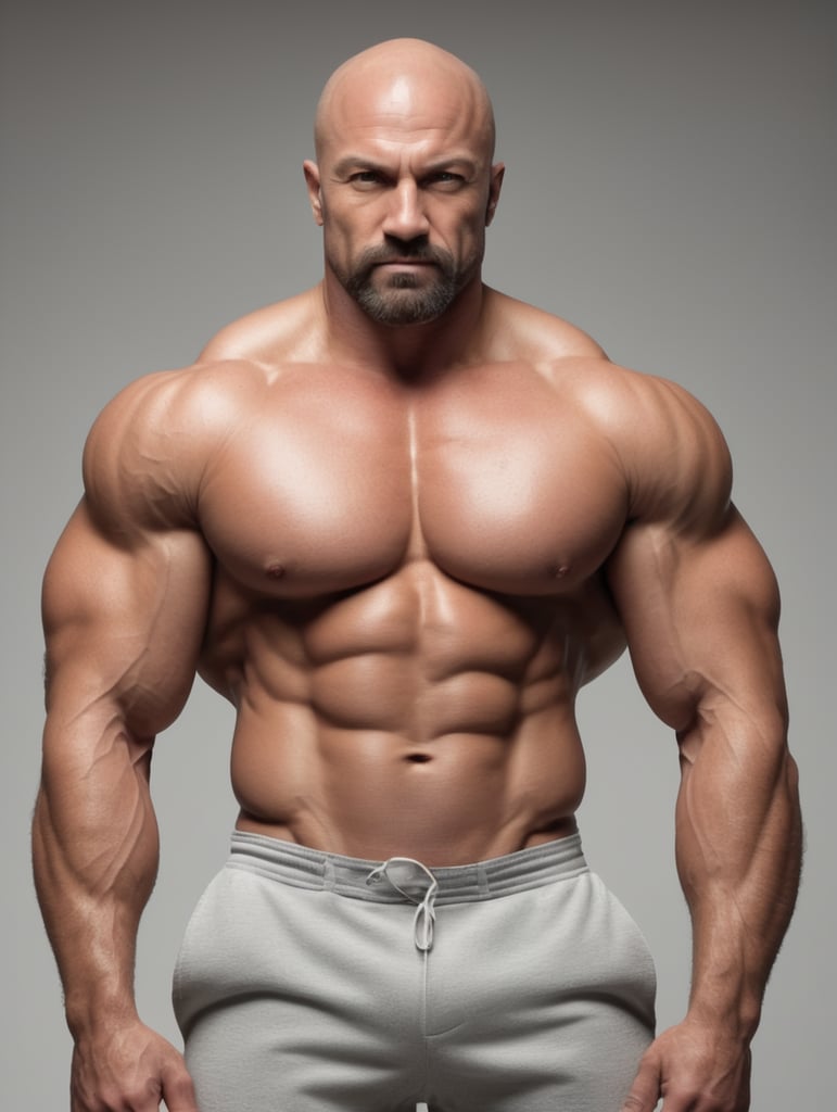 Premium Free ai Images | bald hairy muscle men bodybuilder
