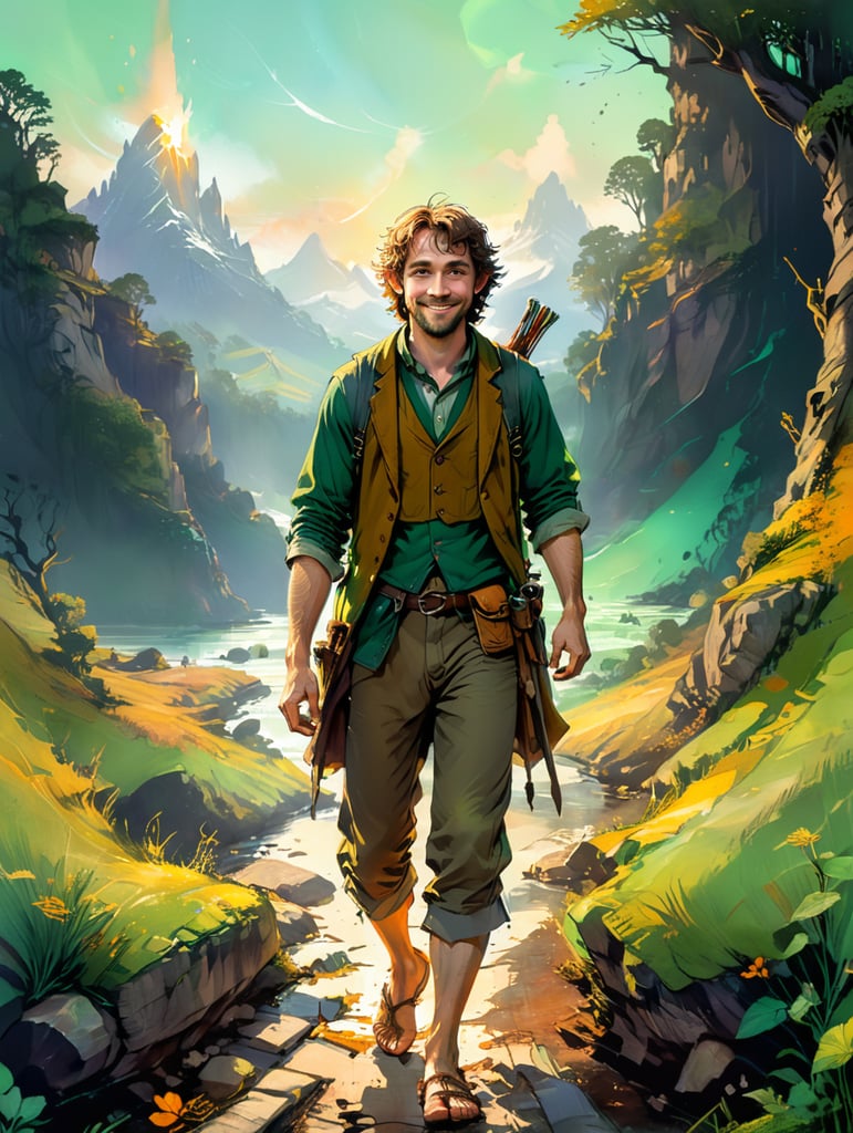 Premium Free ai Images | hobbit man barefoot weed pipe male man short ...