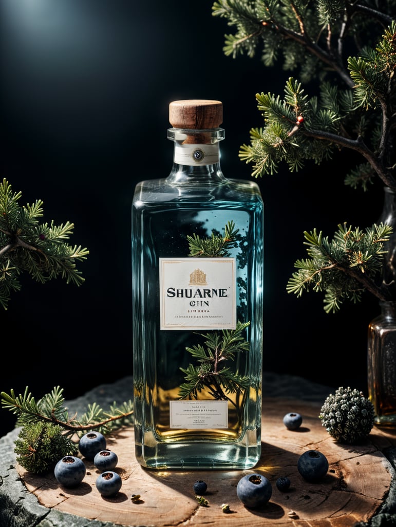 Premium Free ai Images | professional photography of square gin bottle ...