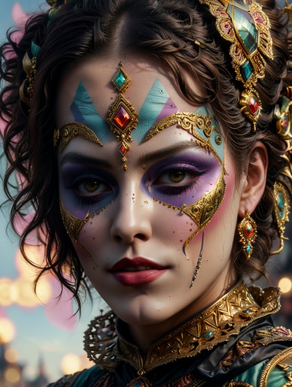 Premium Free ai Images | epic portrait of tvenetian harlequin female ...