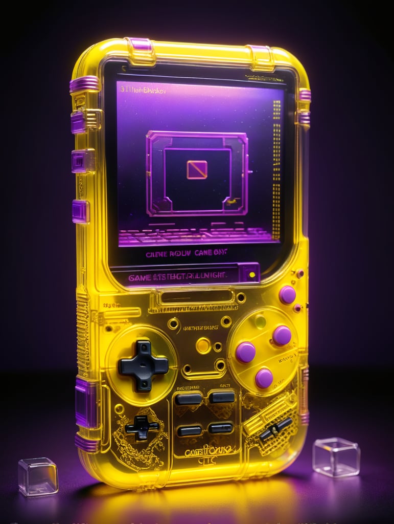 Premium Free ai Images | render retro tiny cute yellow game boy ...
